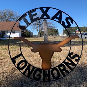 TEXAS LONGHORNS 12",18",24",32",36",40",44",50" Custom Metal Vintage ...