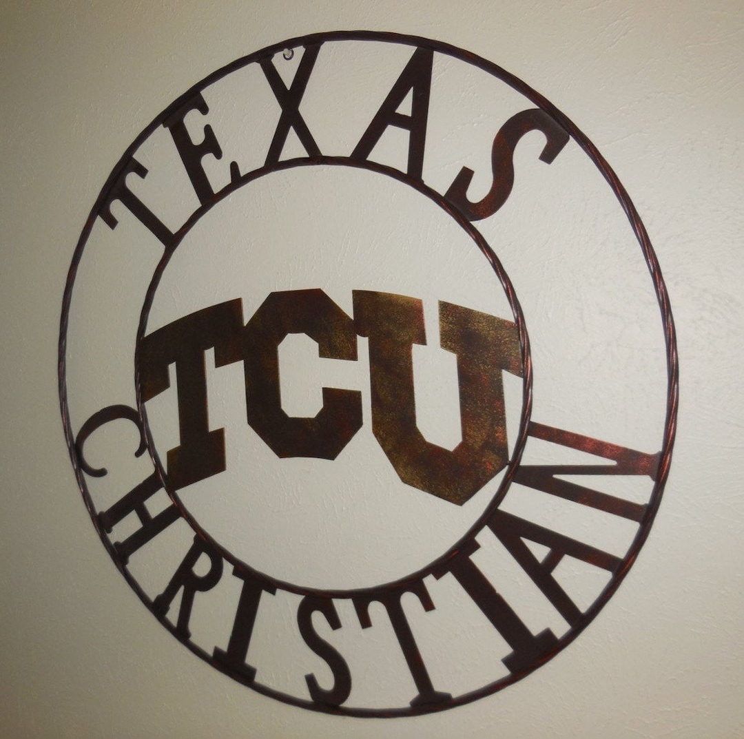 36 TCU TEXAS CHRISTIAN Custom Metal Vintage Craft Team Sign Western ...