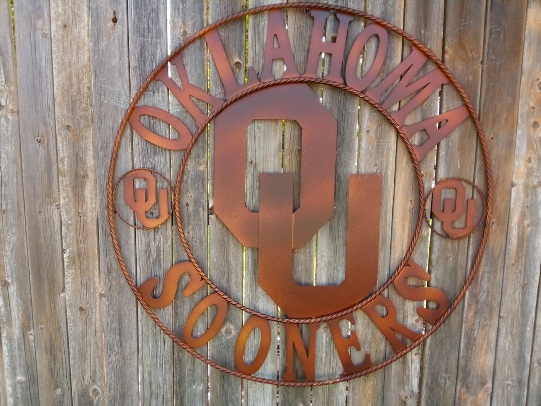 12",18",24" OU OKLAHOMA SOONER Hammered Copper Metal Wall Art Western ...