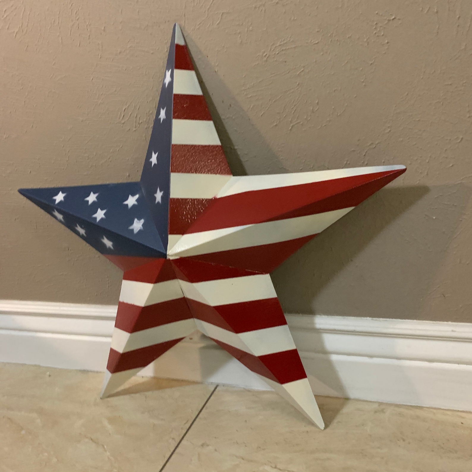 American USA Flag Metal Barn Star Wall Art Red White & Blue Patriotic ...