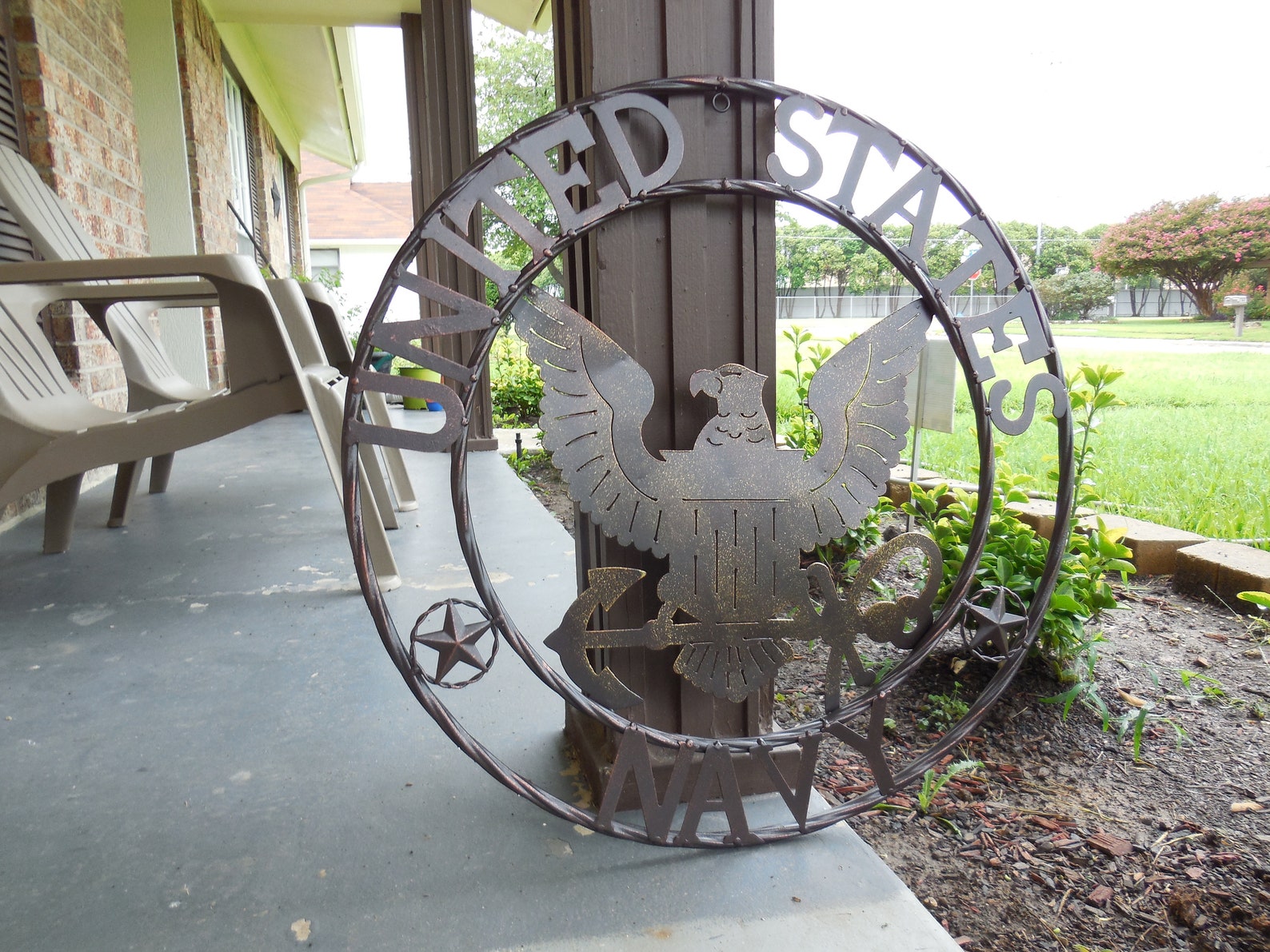 24" US NAVY Military Metal Wall Art Western Home Decor Vintage Rustic ...