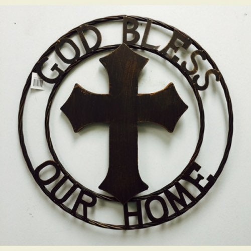 24 GOD BLESS OUR Home Cross Metal Art Wall Artwestern | Etsy