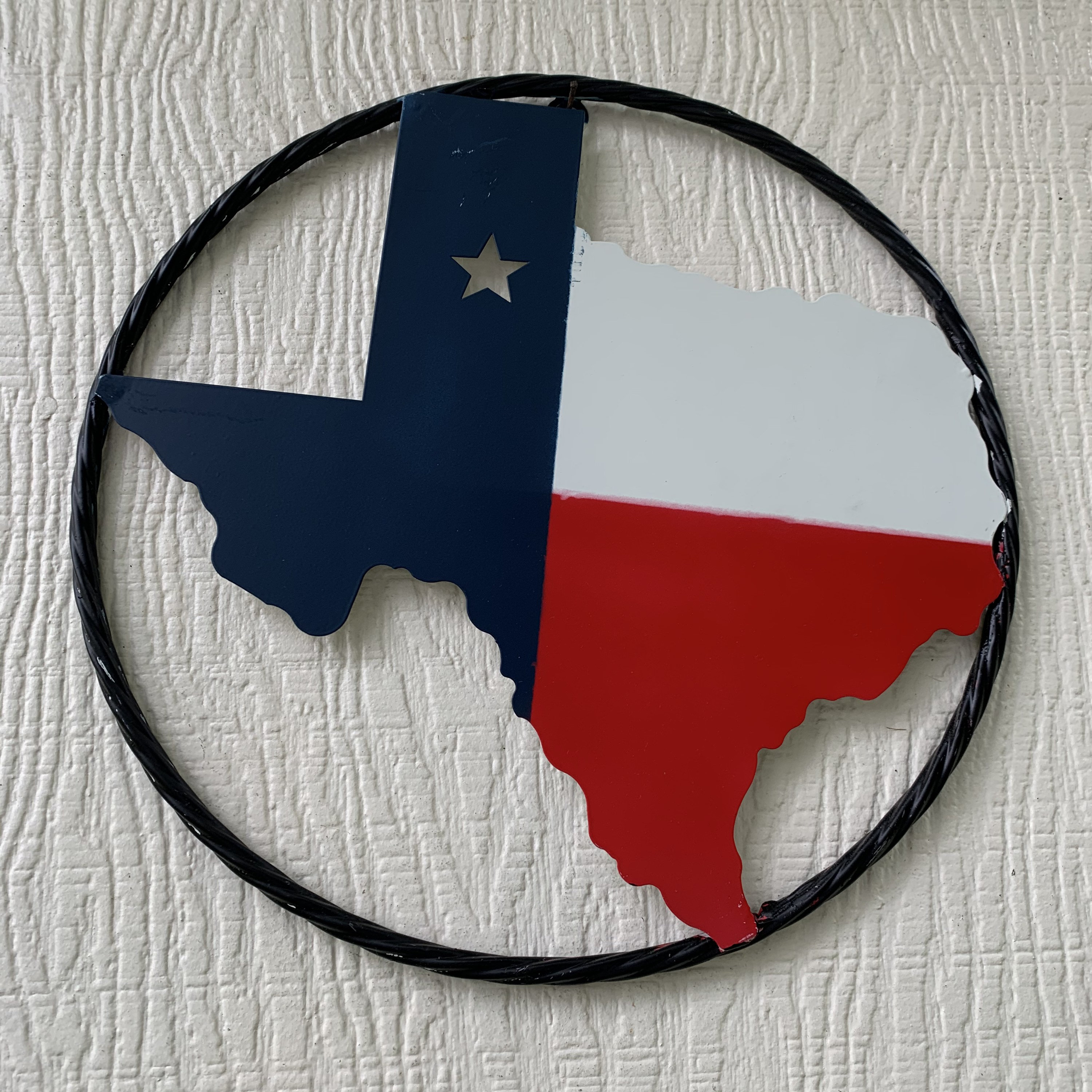 6",9",12" STATE OF TEXAS Barn Metal Art Twisted Rope Ring Western Home ...