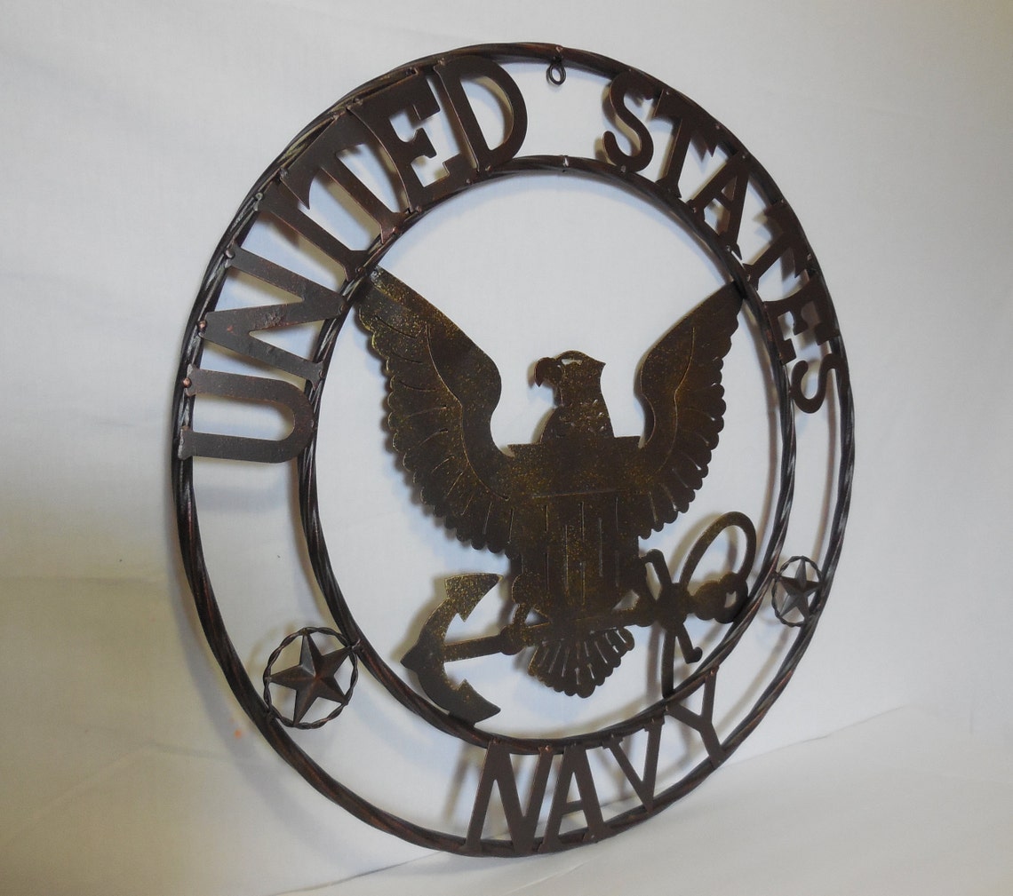 24" US NAVY Military Metal Wall Art Western Home Decor Vintage Rustic ...