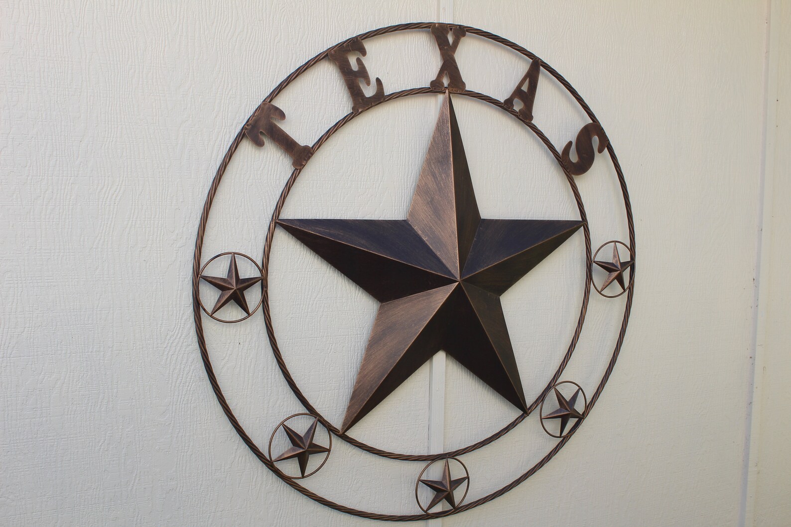 50" TEXAS Lone Barn Star Metal Wall Art Vintage Rustic Bronze Copper ...