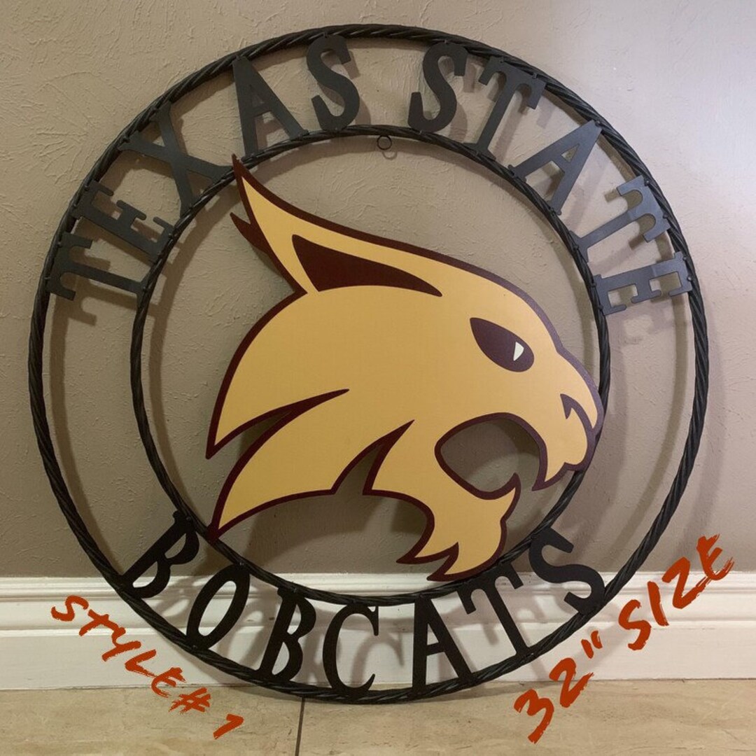 12",18",24",32",36" TEXAS State BOBCATS Custom Metal Vintage Craft Sign ...