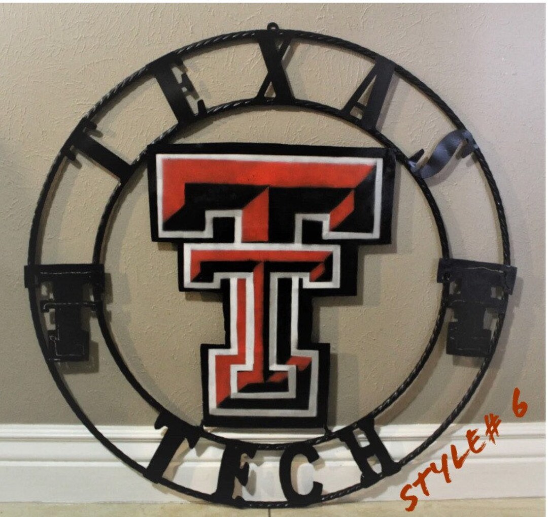 18,24,32 TEXAS Tech Custom Metal Vintage Craft Sign Western Home Decor ...