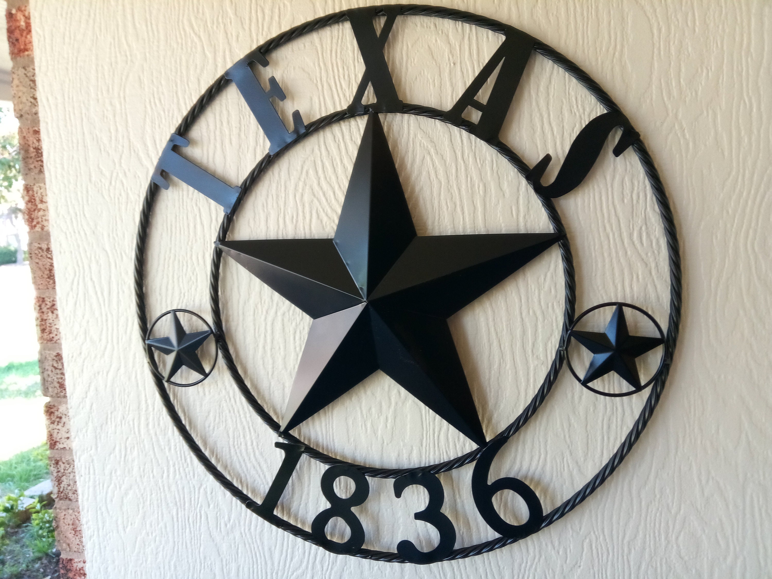 TEXAS 1836 Black Barn Star Lone Star With Twisted Rope Ring | Etsy
