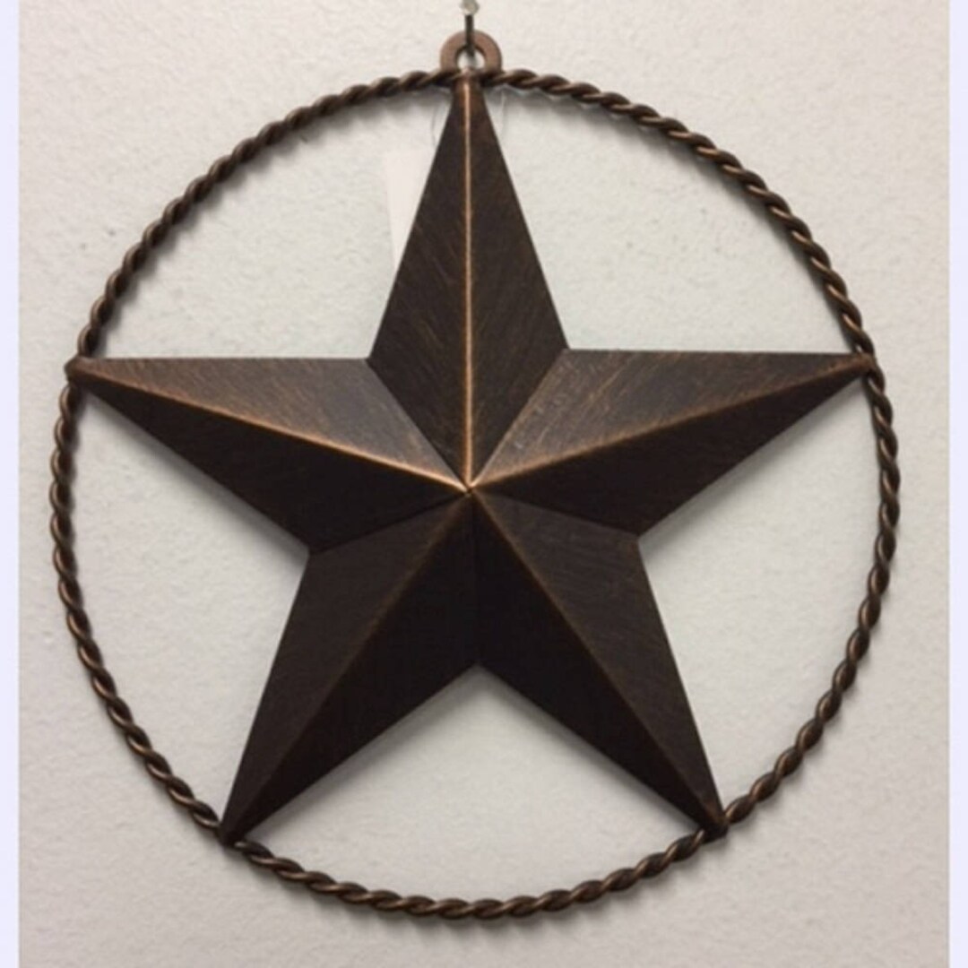 9" Barn Metal Star Wall Sign Art With Rope Ring Design Western Home ...