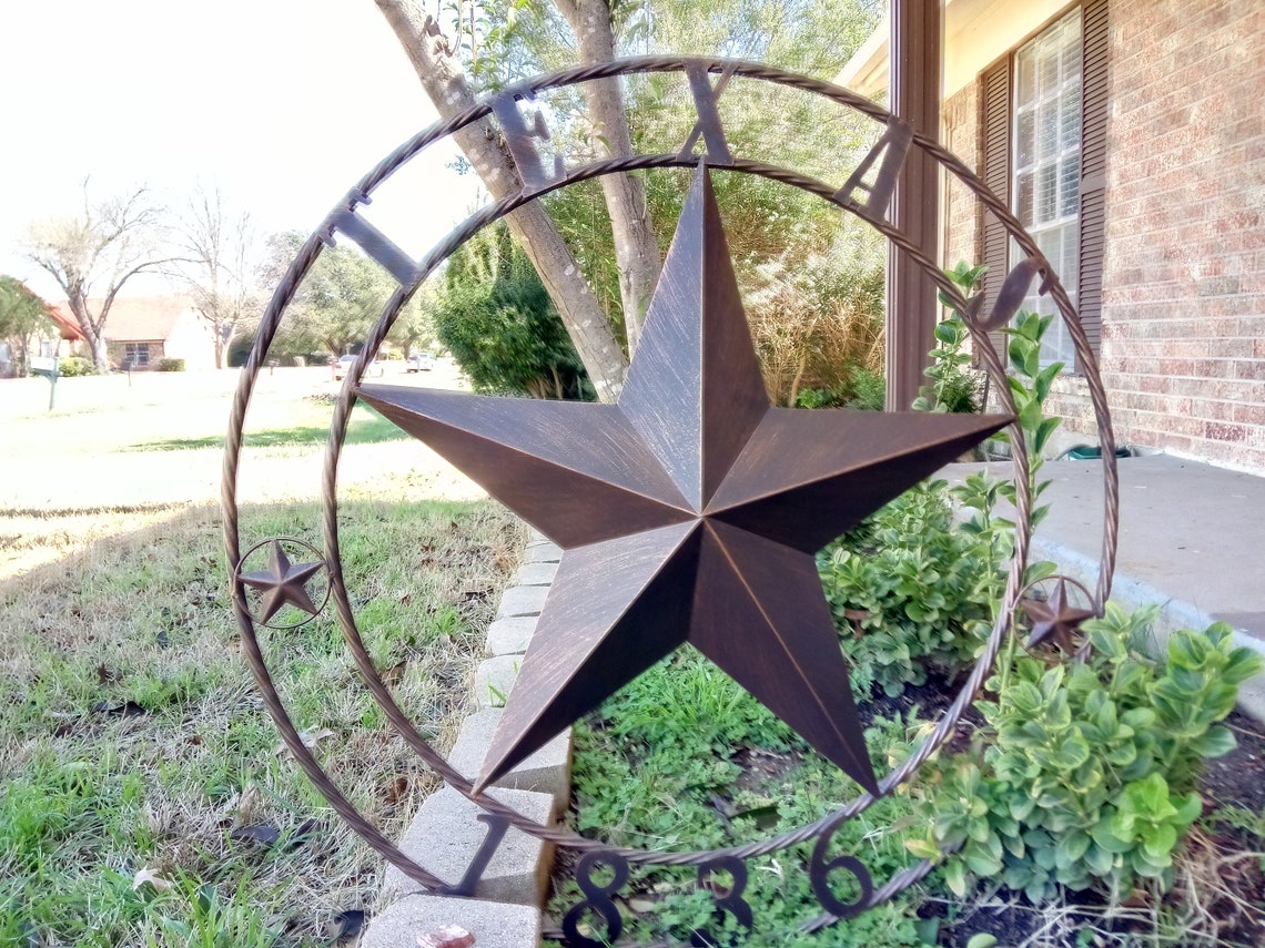 40 1836 Texas Barn Star Lone Star With Twisted Rope Ring | Etsy