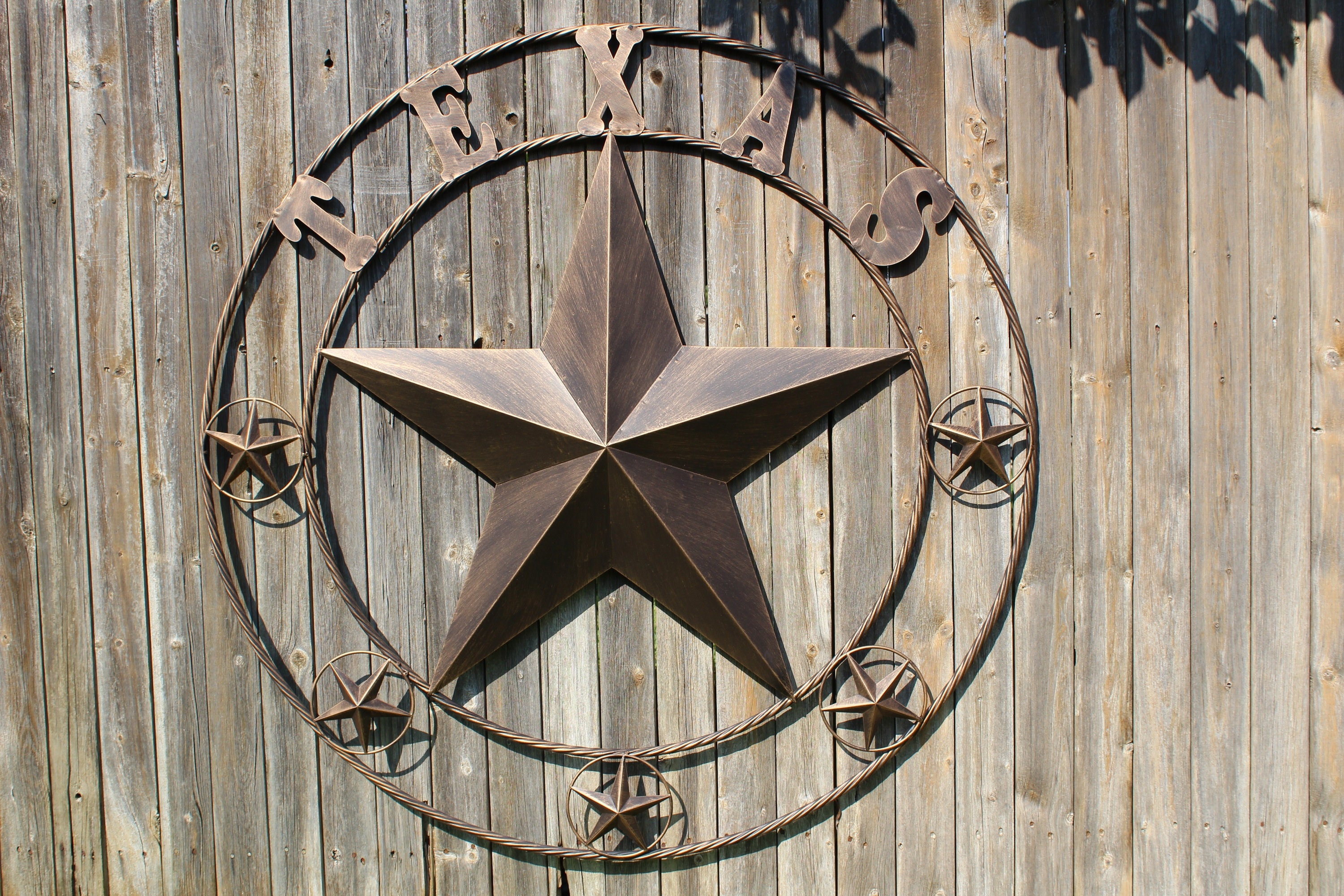 32" TEXAS Barn Lone Star With Twisted Rope Ring Design Western Metal ...