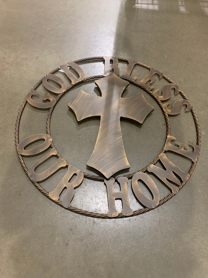 24 GOD BLESS OUR Home Cross Metal Art Wall Artwestern | Etsy