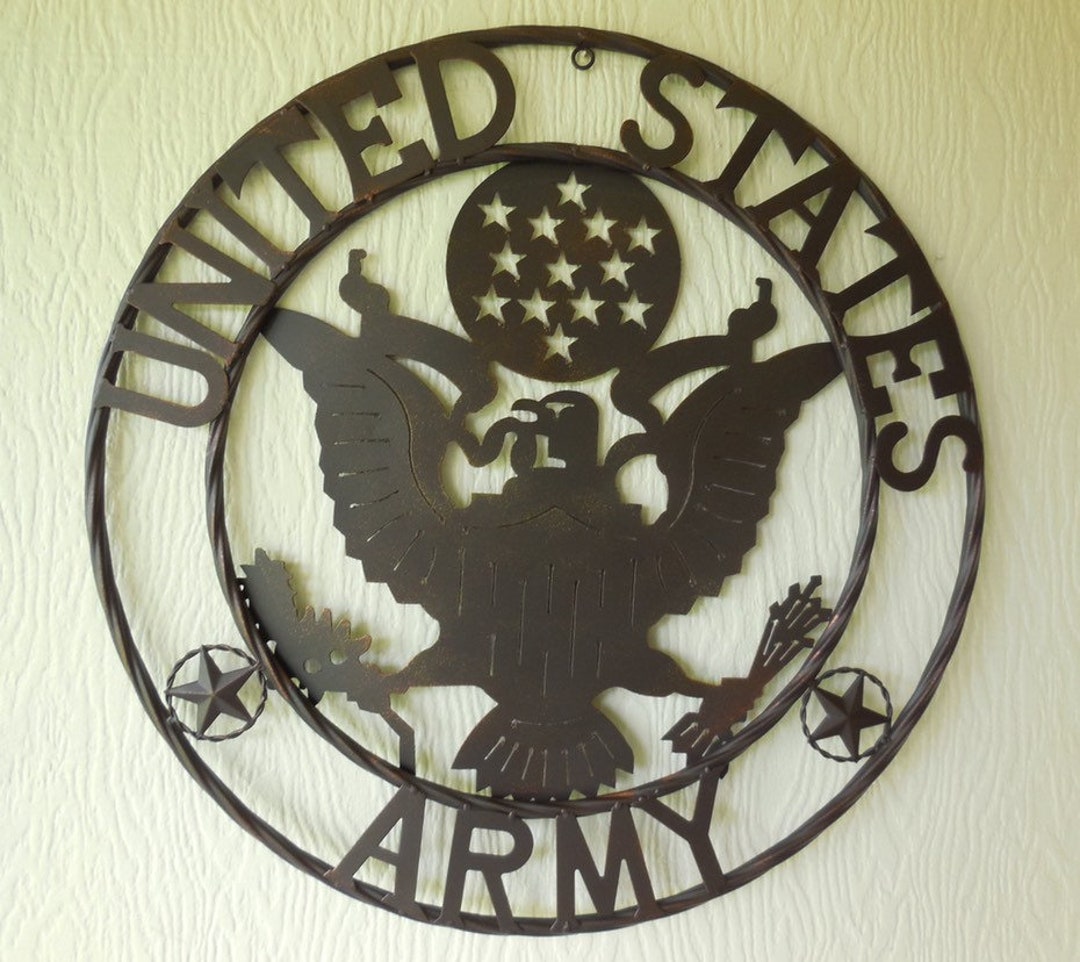 24" US ARMY Military Metal Wall Art Western Home Decor Vintage Rustic ...