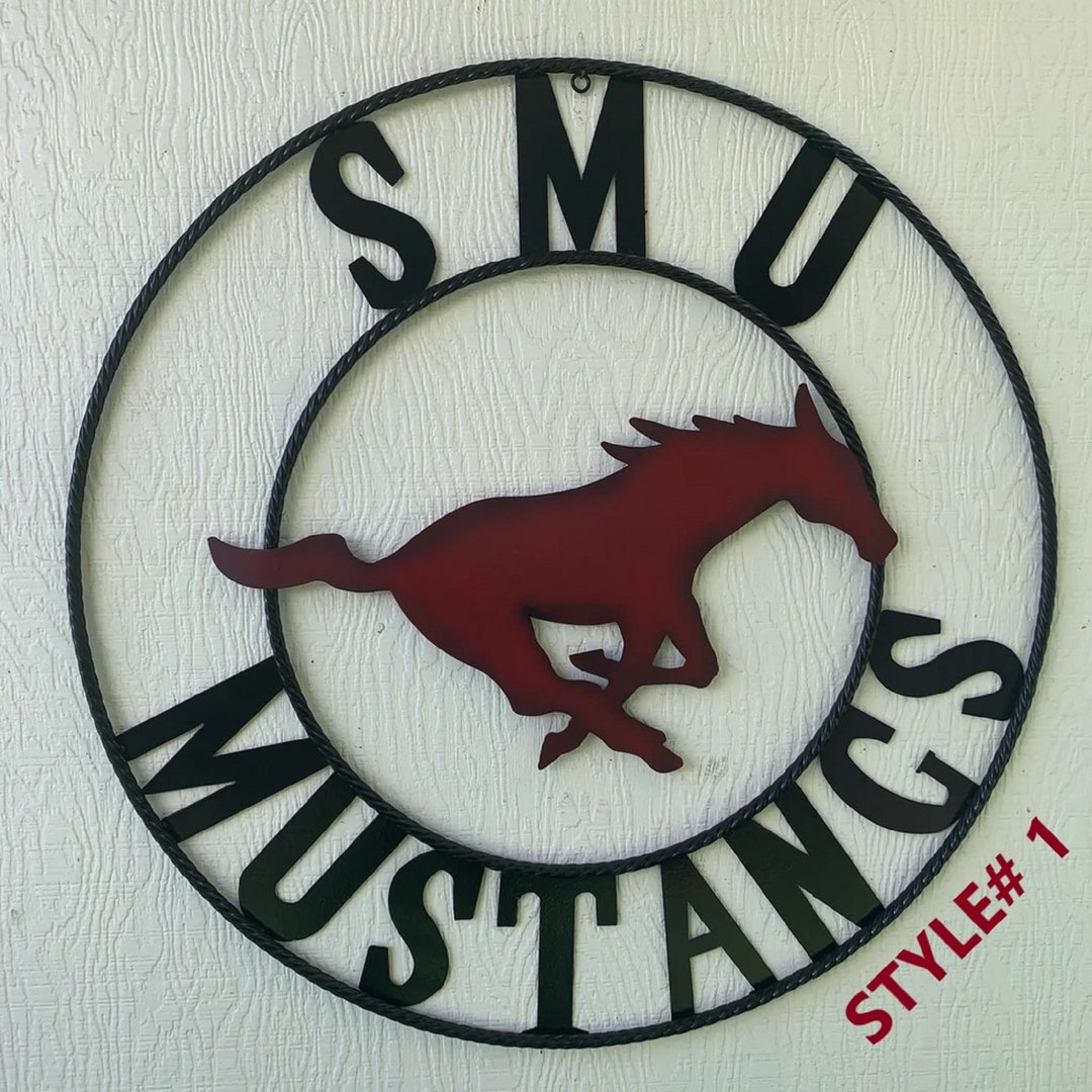 SMU MUSTANGS Custom Metal Vintage Craft Sign Wall Art Team Sign Western ...