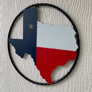 6",9",12" STATE OF TEXAS Barn Metal Art Twisted Rope Ring Western Home ...