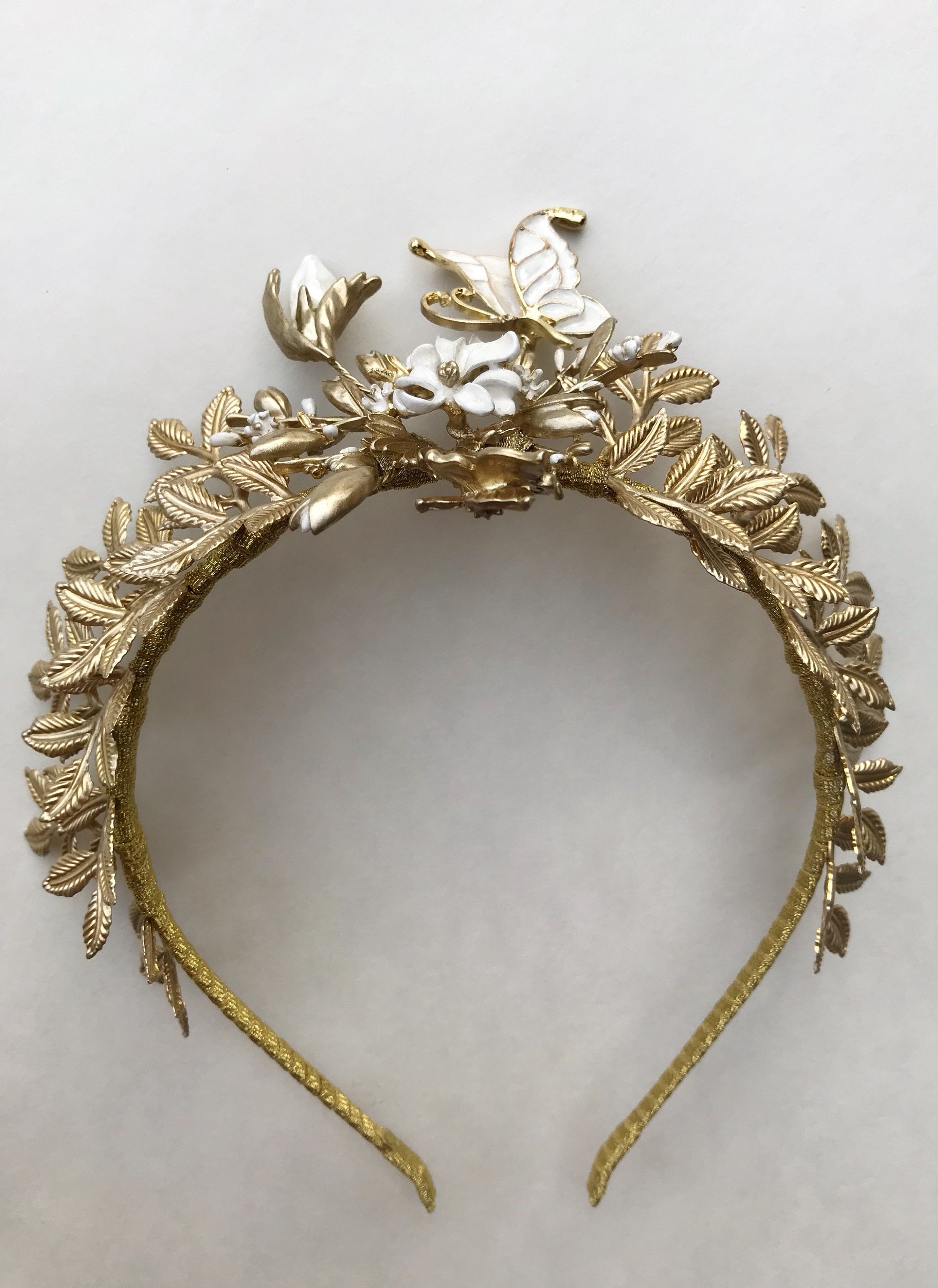 Laurel Gold Leaf Tiara, Old Gold Bridal Crown, Floral Wedding Tiara ...