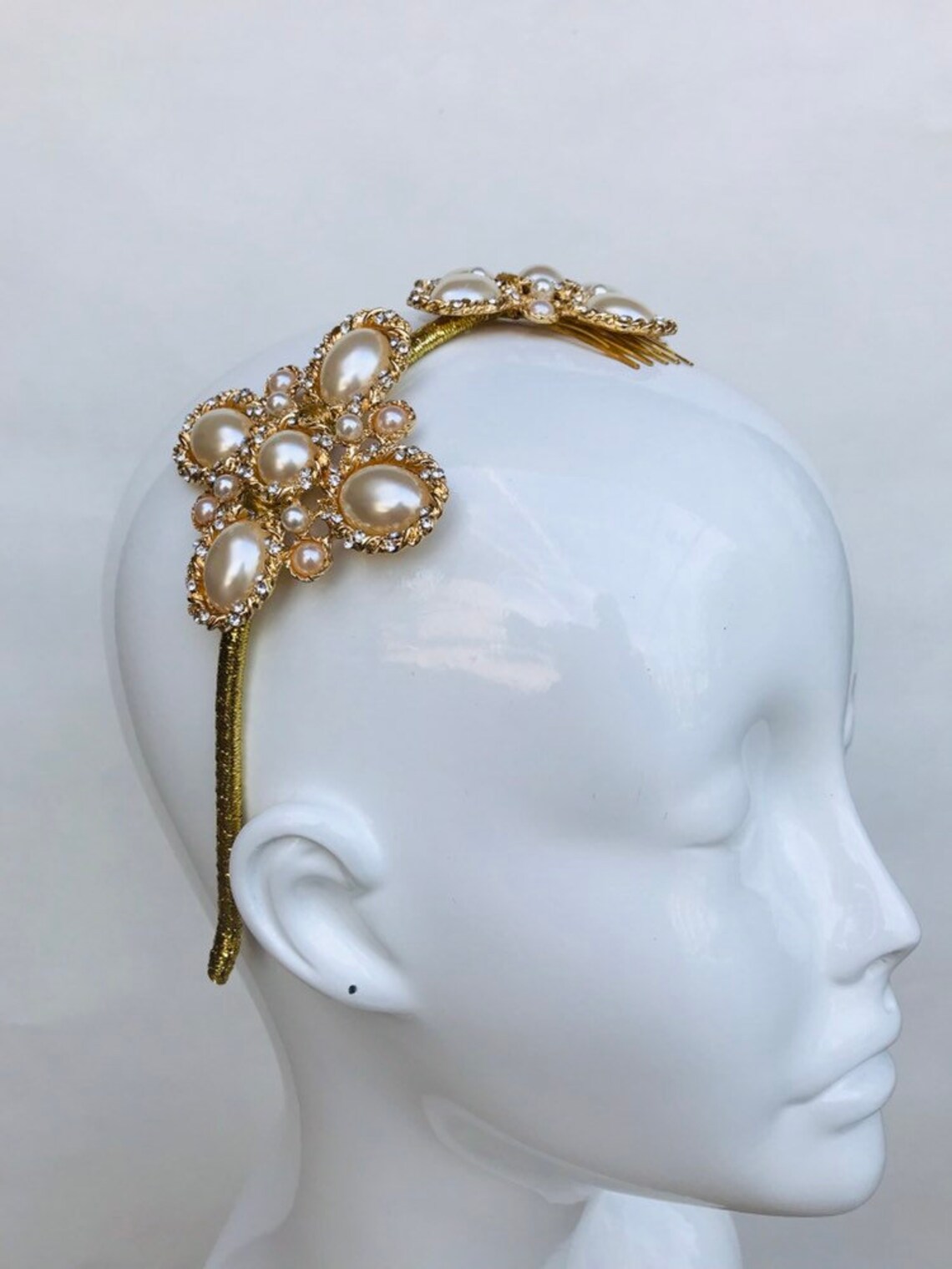 Gold Pearl Baroque Headband Baroque Luxury Bridal Crown Gold Etsy