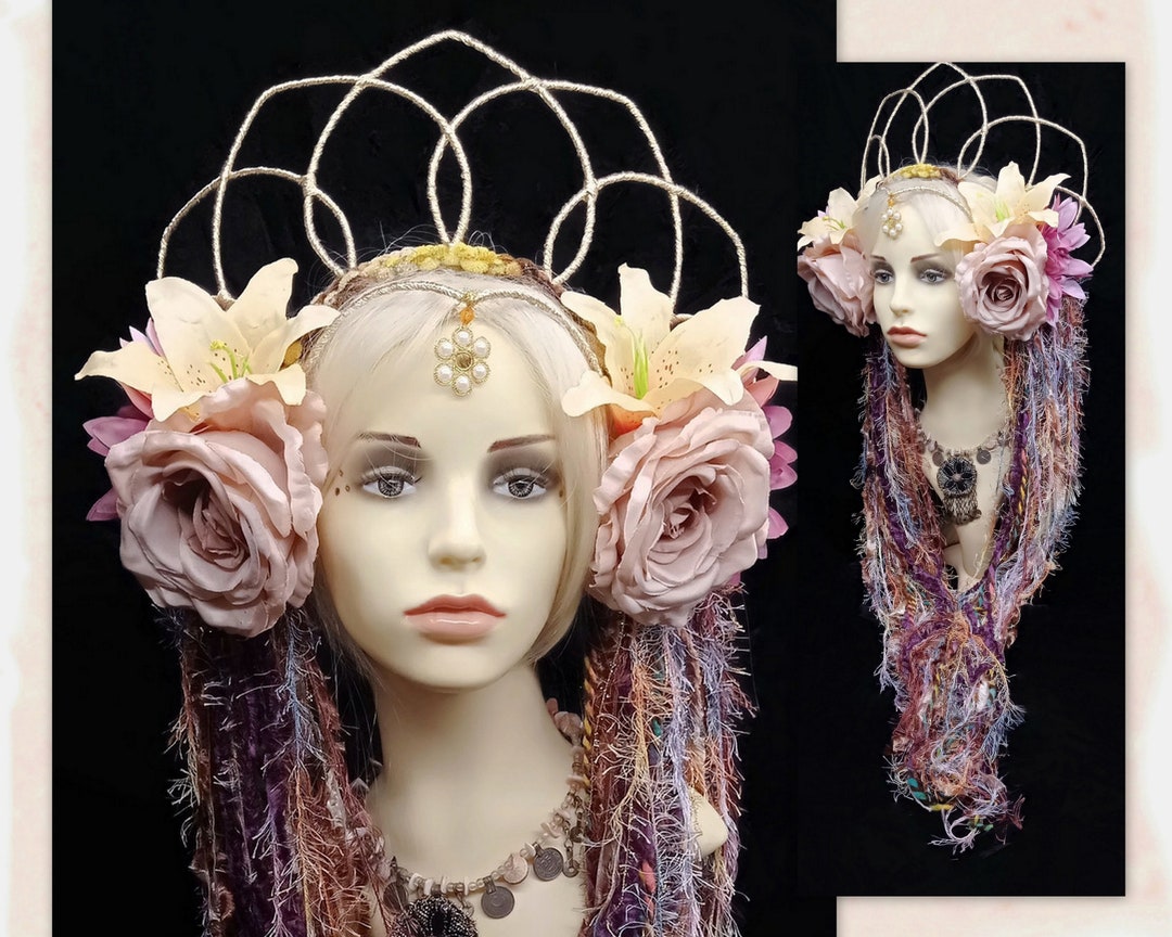 Fantasy Spring Fairy Queen Crown Goddess Headdress With Flowers - Etsy