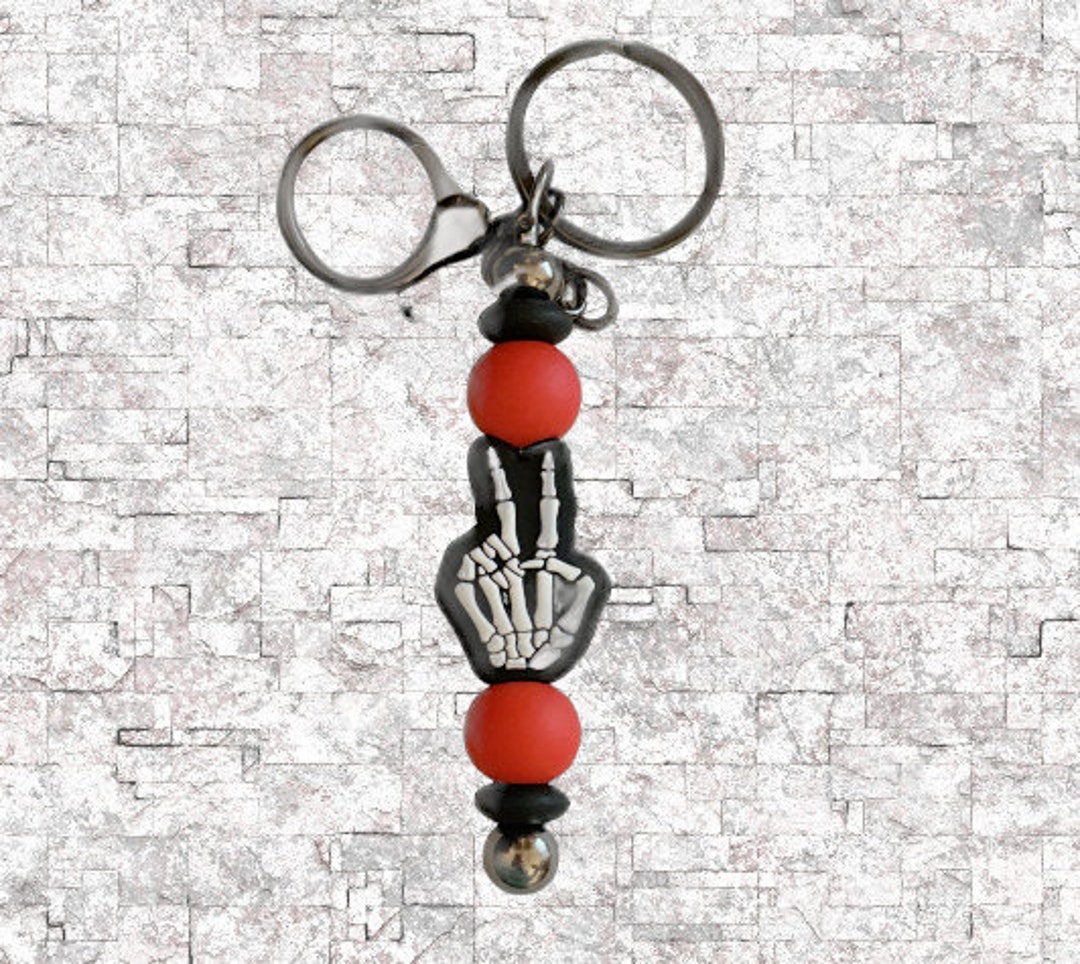 Peace Out Skeleton Keychain | Themed Beaded Keychain | True Crime ...