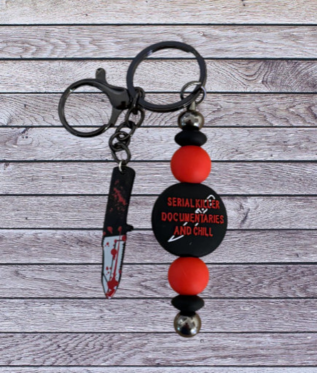 Serial Killer Documentaries and Chill Custom Keychain | Beaded Keychain ...