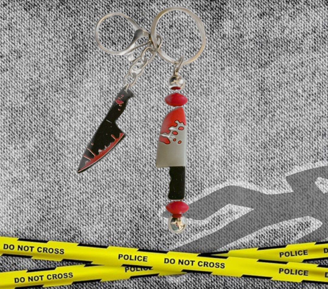 Bloody Knife Keychain | True Crime Keychain | Themed Beaded Keychain ...