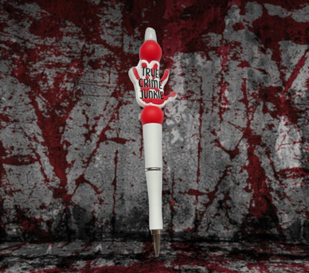 True Crime Junkie Handprint Custom Beaded Pen | True Crime Pen | Serial ...