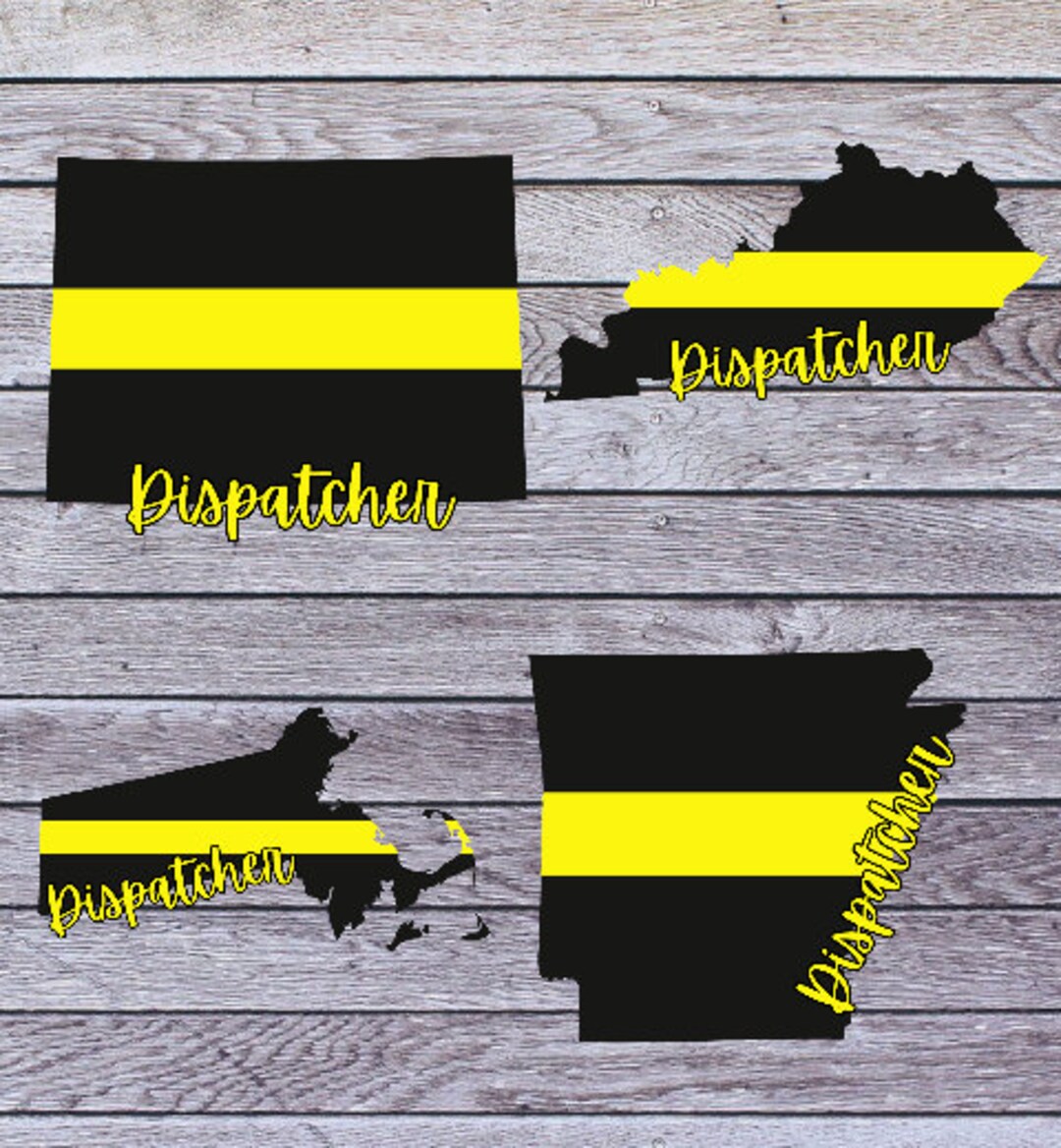 Thin Yellow Line State Auto Decals | Dispatcher Auto Decal | Gift for ...