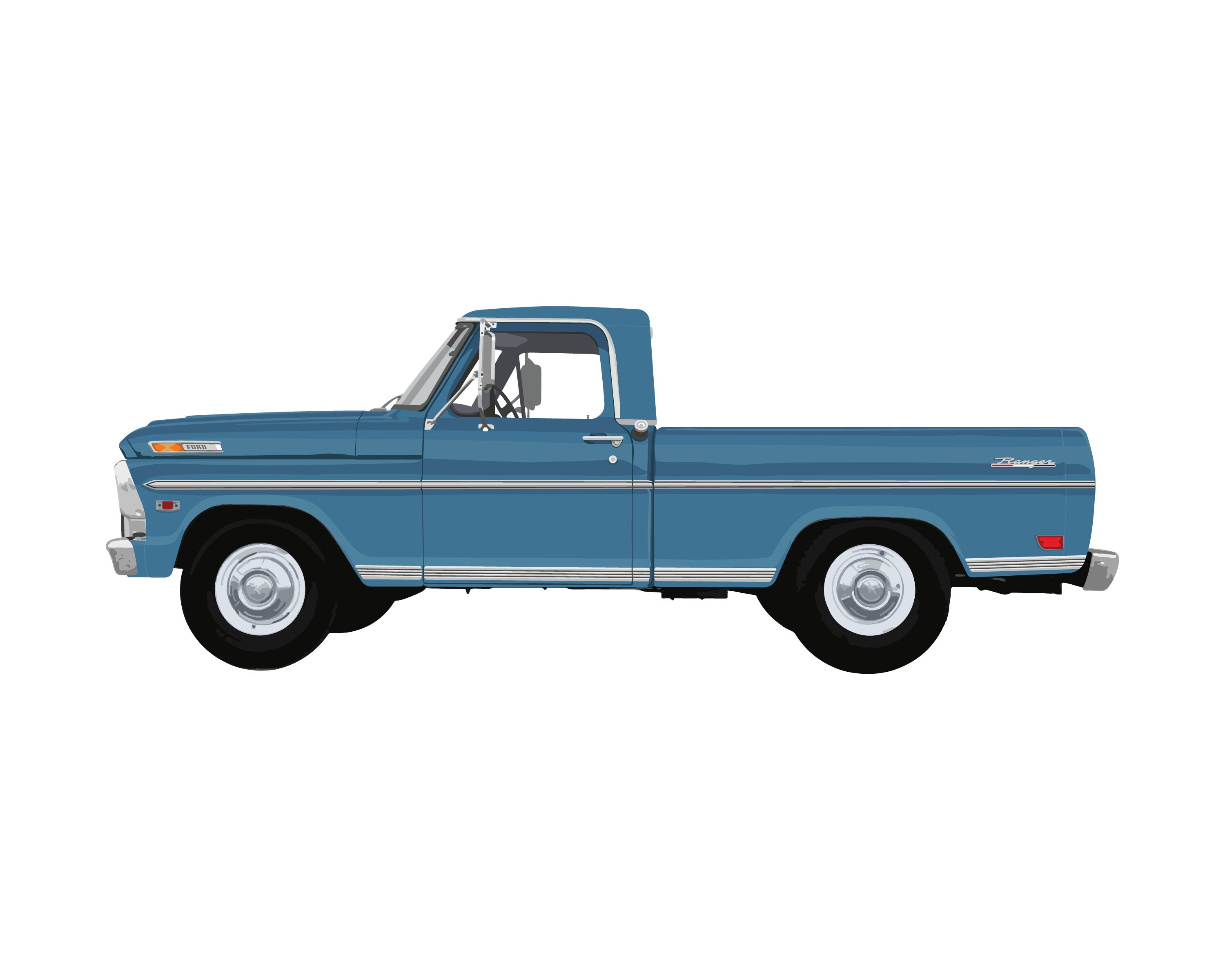 Ford Truck, Blue, Solid Marlin Blue Ford Truck, Bumpside, F100, F150 ...