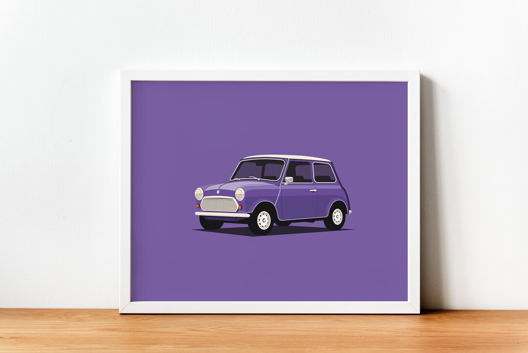 Purple Mini Cooper Downloadable Print Retro Auto Poster Classic Car Art ...