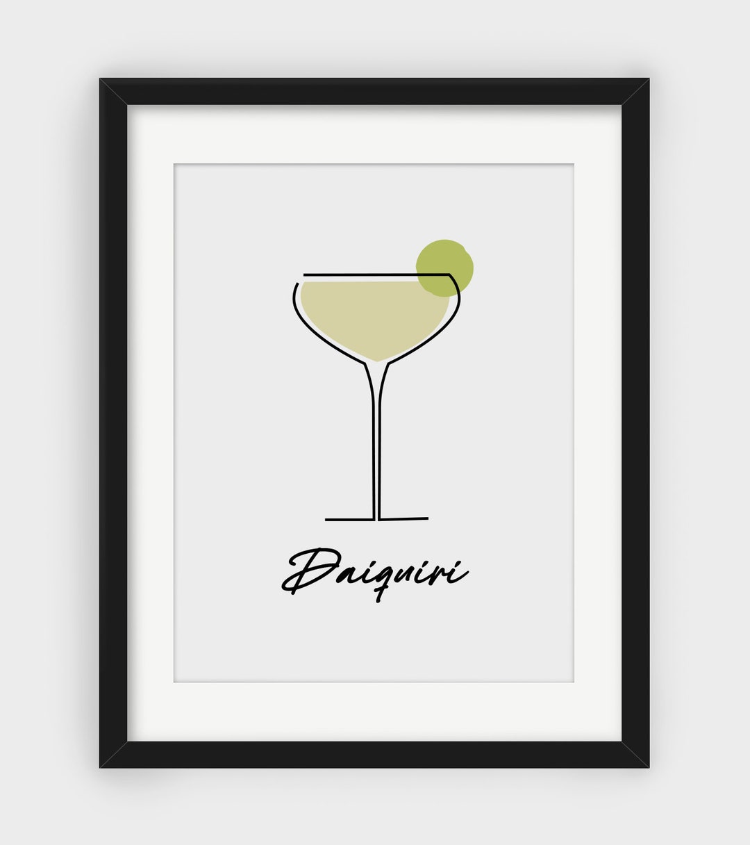 Daiquiri Cocktail Print, Daiquiri Poster, Minimalist Bar Art, Retro ...