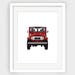 Red FJ40 Land Cruiser Print, Front Elevation, Red FJ40, Minimalist ...