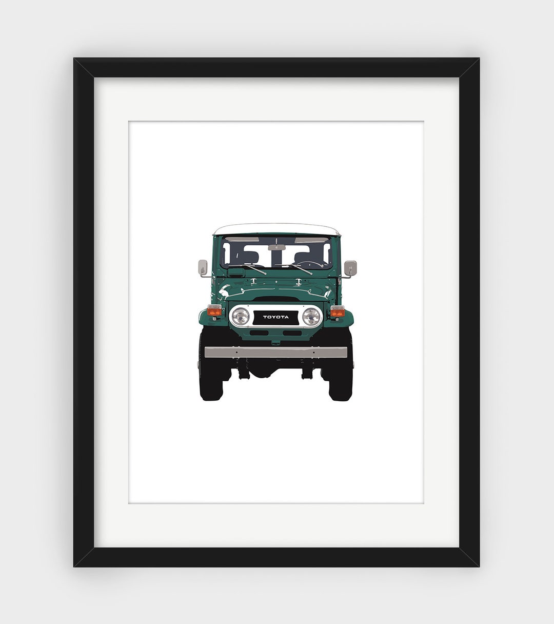 Rustic Green FJ40 Land Cruiser Print, Side Elevation, Green FJ40 ...