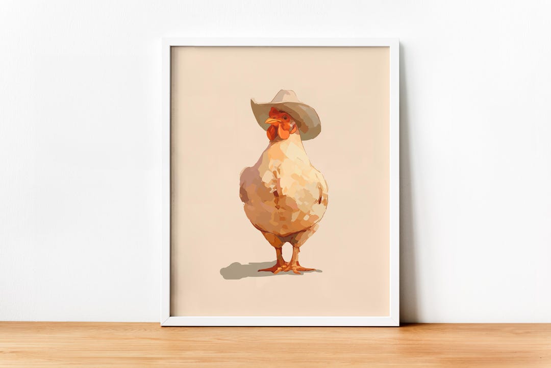 Cowboy Chicken Print, Digital Download, Cabin Decor, Cottagecore Decor ...