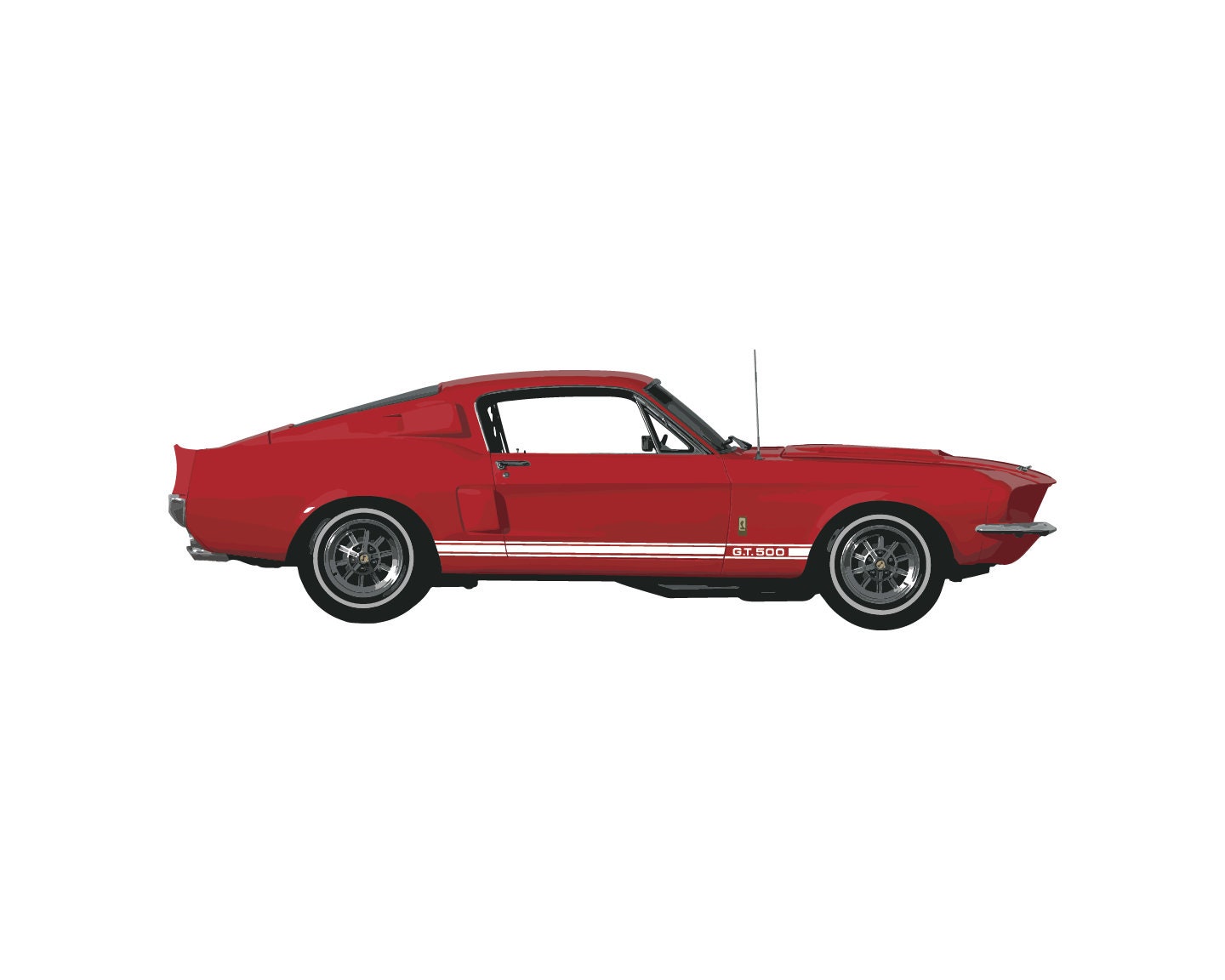 Red Mustang Print, Ford Shelby Mustang, Side View, Shelby GT500, Garage ...