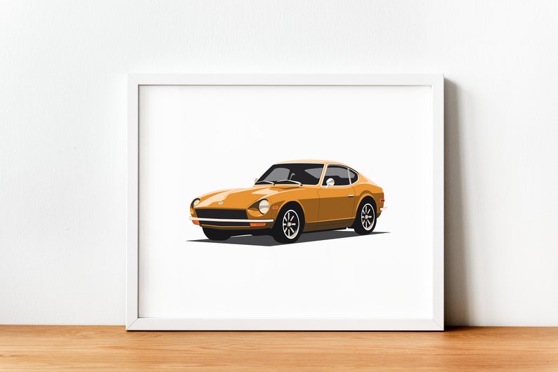 Yellow Datsun 240z Instant Download Digital Print | Retro Car Poster ...