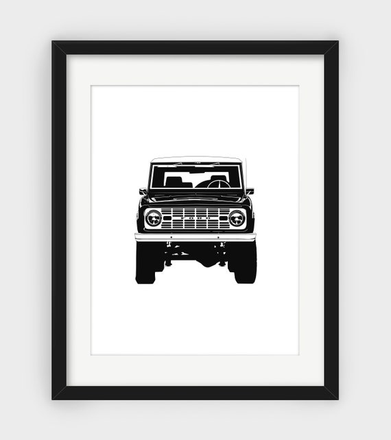 Ford Bronco Print Front Elevation Black and White Print | Etsy