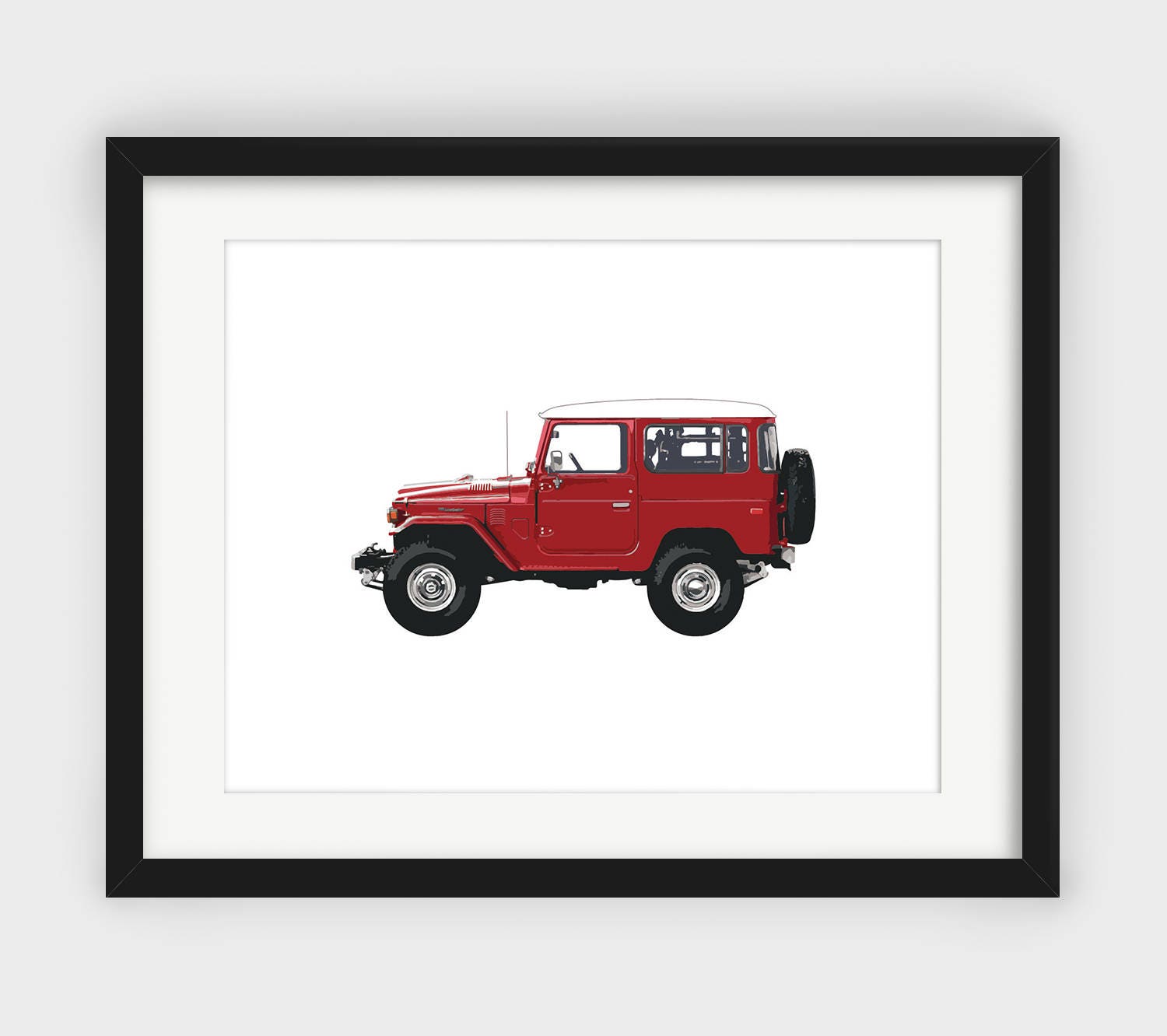 Red FJ40 Land Cruiser Print, Side Elevation, Red FJ40, Minimalist Print ...