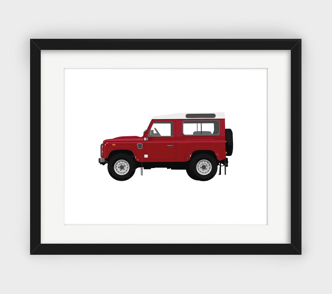Land Rover Defender, Red Land Rover, Minimalist Print, Classic Cars ...