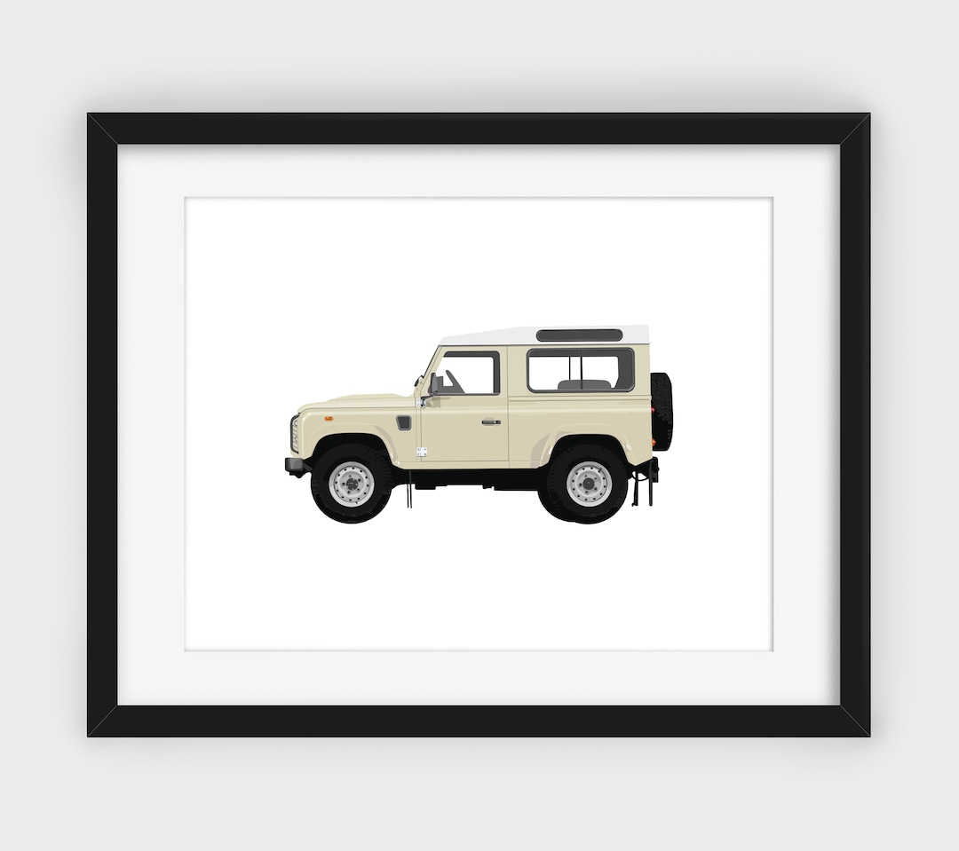 Land Rover Defender, Beige, Tan, Limestone Land Rover, Minimalist Print ...