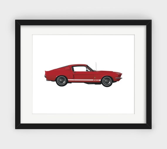 Red Mustang Print Ford Shelby Mustang Side View Shelby - Etsy