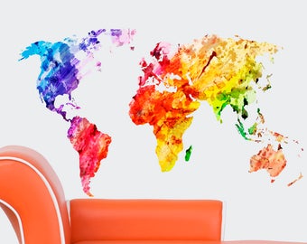 World Map Wall Decal - Etsy