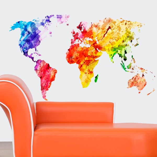 World Map Wall Decal - Etsy