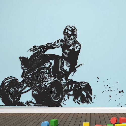 ATV Rider Wall Decal Quad Bike Wall Sticker 4 Wheeler Wall - Etsy