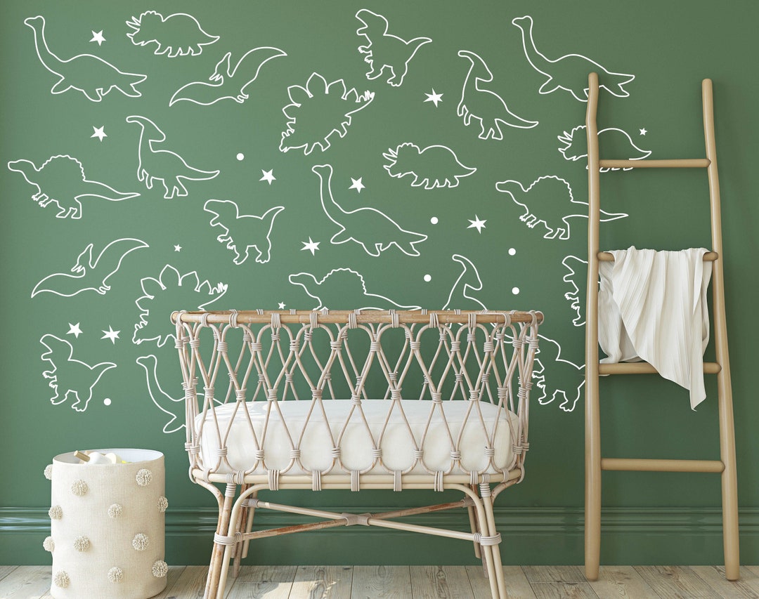 Dinosaur Stars Wall Decal Set: Space Themed Bedroom Decor - Etsy