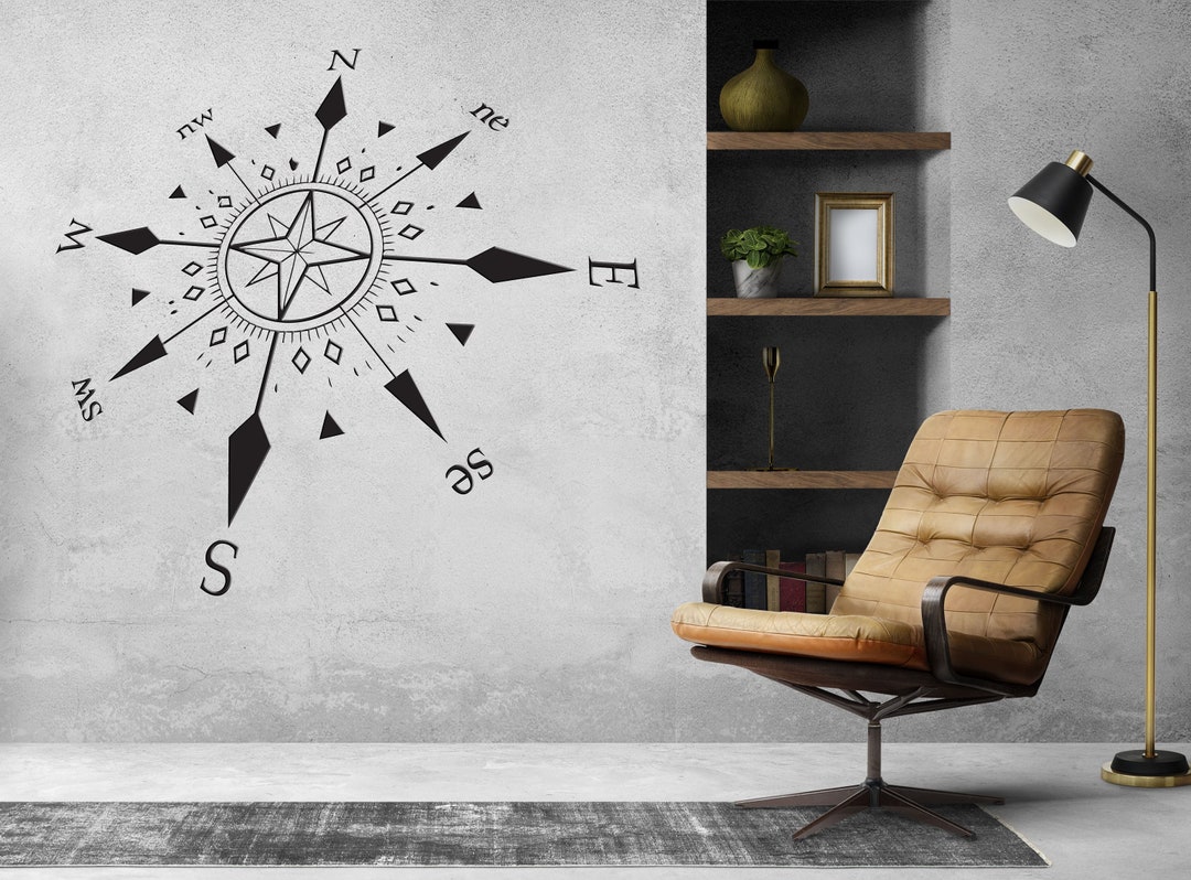 Compass Decal, Vintage Compass Rose Wall Decal for Home Decor and ...