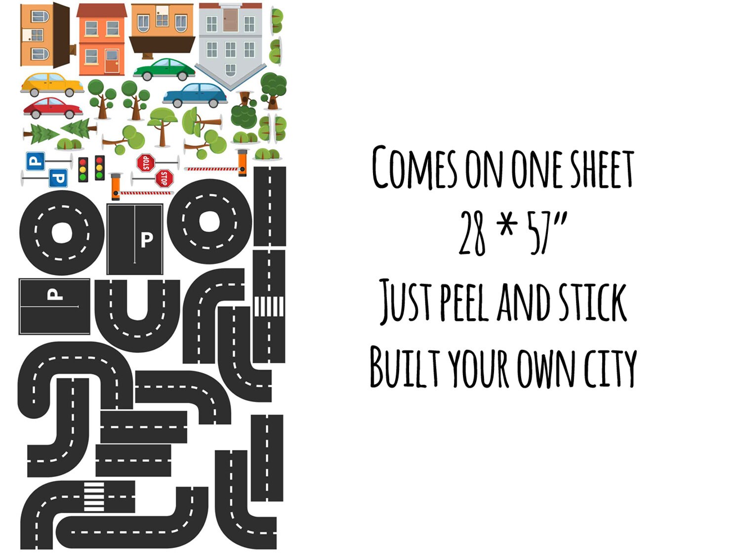 Cars and Roads Fabric Wall Decals – Reusable Town Nursery Decor - Etsy