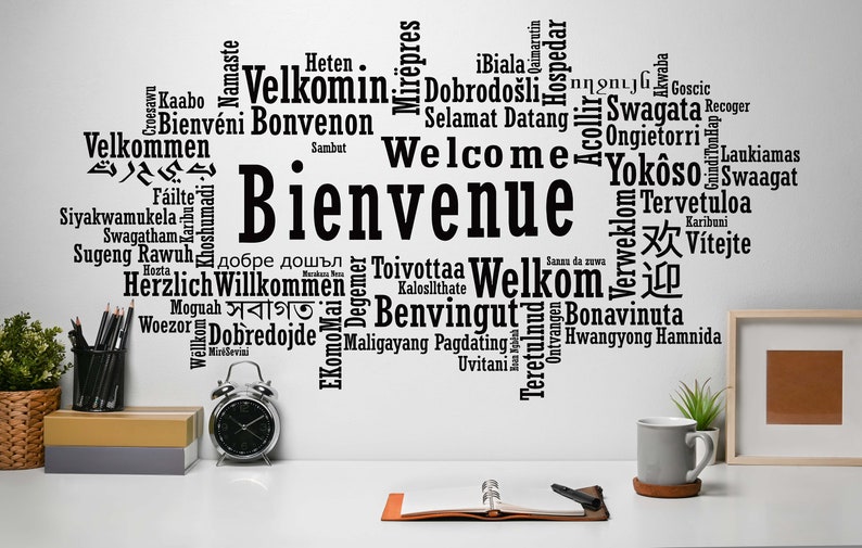 Multilingual Welcome Wall Decal: Bienvenue, Hospitality Decor N029 - Etsy