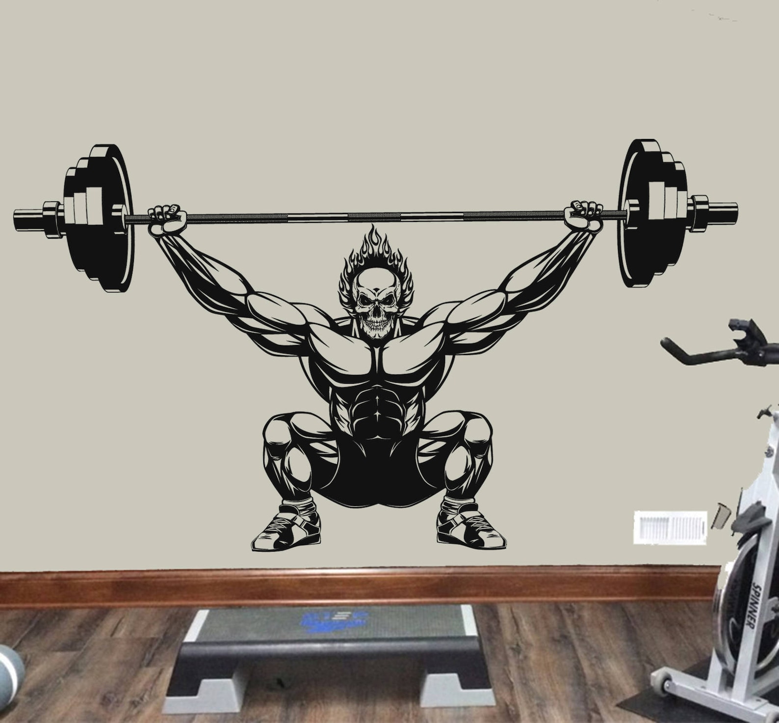 Workout Gym Wall Decals Muscle Skull Training Sticker Home | Etsy