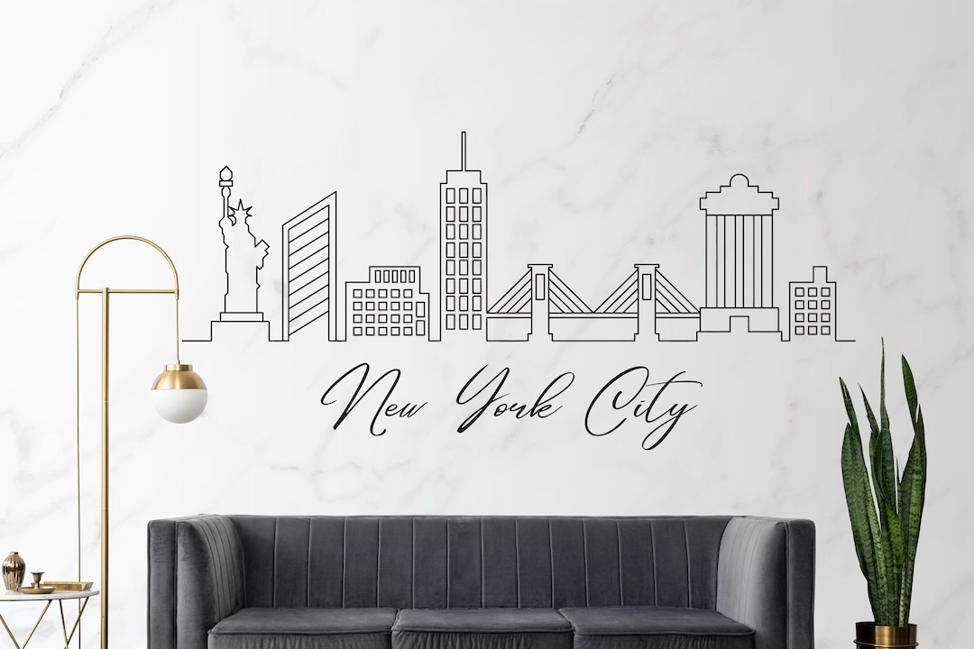 NYC Skyline Wall Decal: Modern Line Art, Statue of Liberty N134 - Etsy