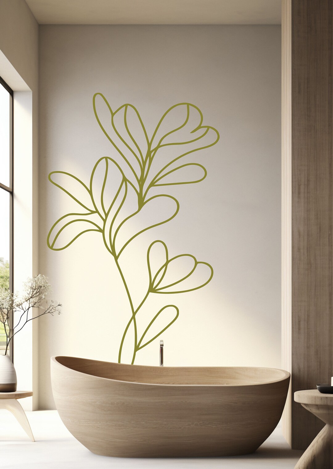 Minimalist Floral Line Wall Decal: Simple Flower Accent N083 - Etsy